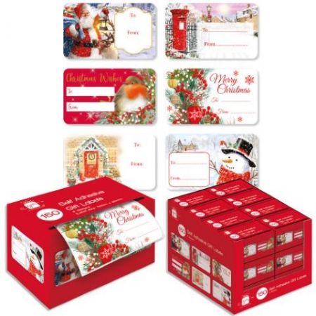 Box Of 24 Rolls Of 150 Traditional Self Adhesive Christmas Labels | XDC ...